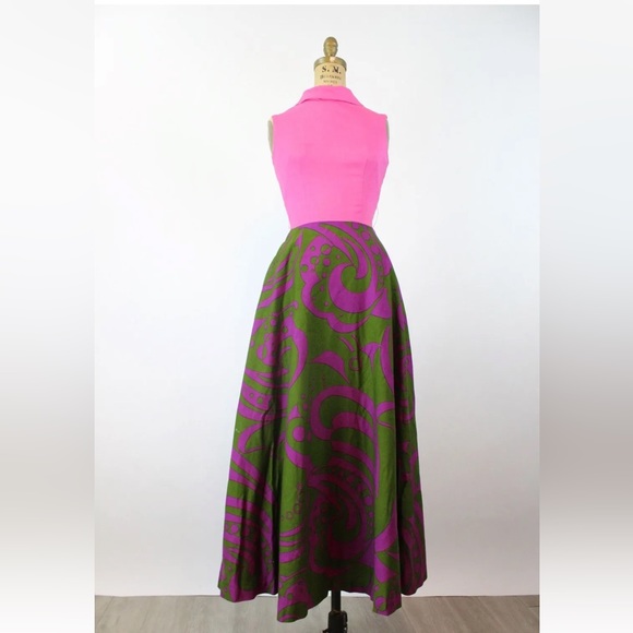 Dresses | 196s Linen Bold Mod Maxi Dress Xs New Summer | Poshmark